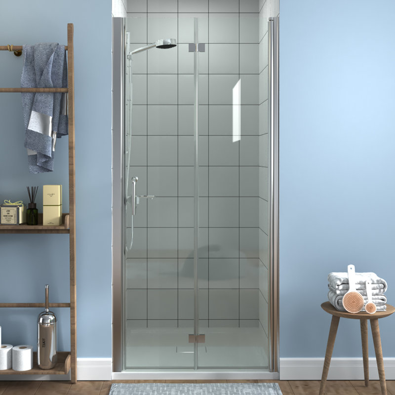 Exbrite 34 35 5 In W X 72 In H Bifold Frameless Glass Shower Door